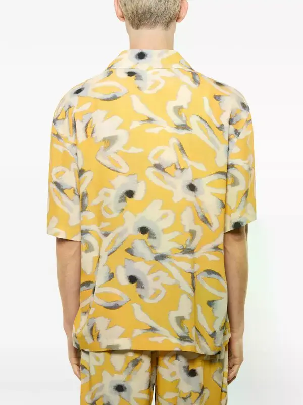 LANEUS Floral-pattern Shirt - Yellow