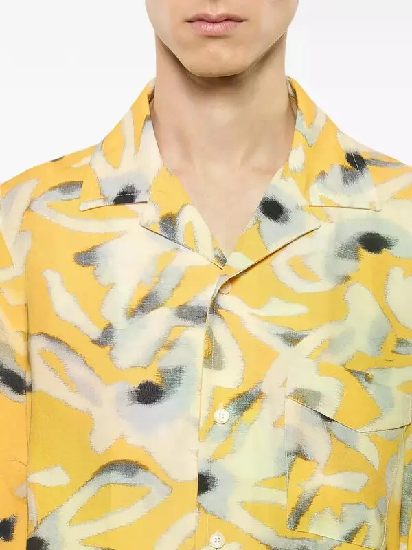 LANEUS Floral-pattern Shirt - Yellow