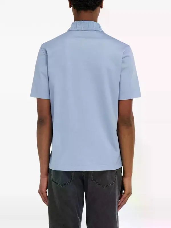 FERRAGAMO V-neck Polo With Jacquard Pocket Detail - Blue