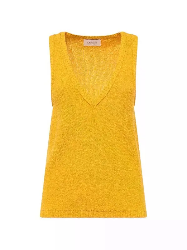 LANEUS V-neck Knitted Sleeveless - Yellow