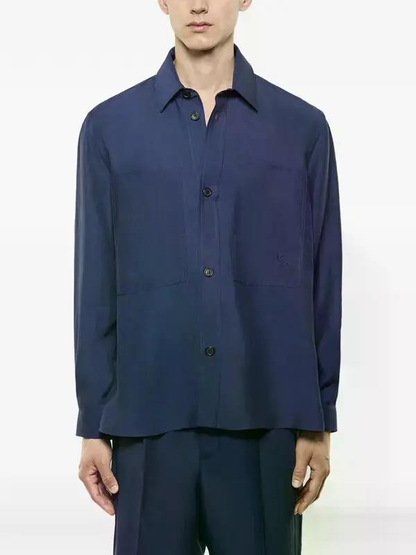 LANEUS Chest-pocket Overshirt - Blue