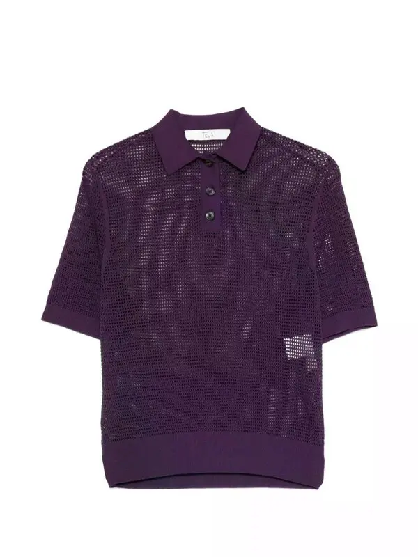 TELA Open-knit Polo Top