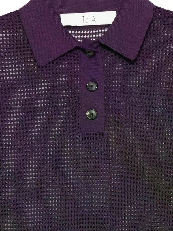 TELA Open-knit Polo Top