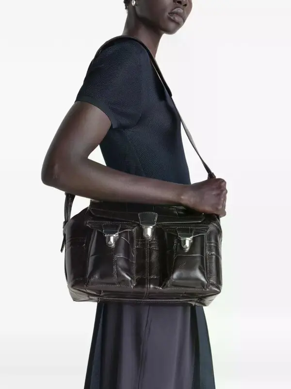 LEMAIRE Medium Croco-embossed Flap Messenger Bag