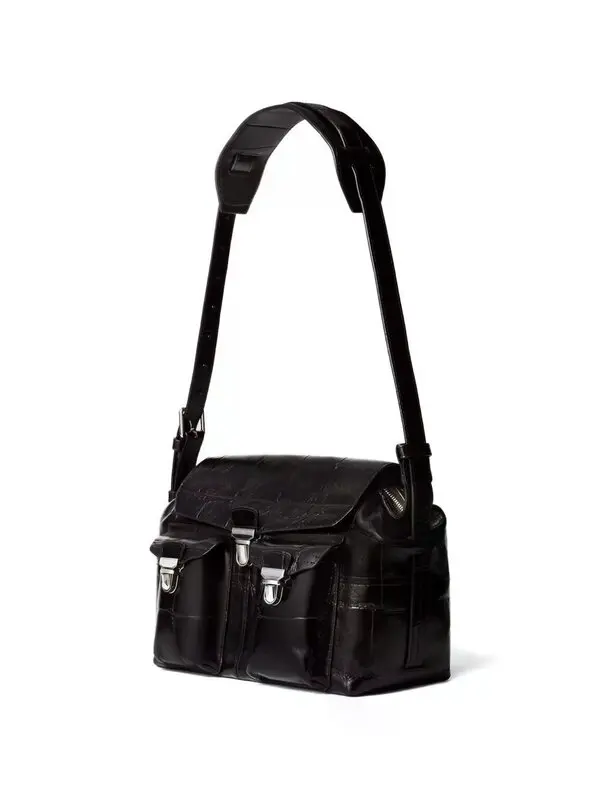 LEMAIRE Medium Croco-embossed Flap Messenger Bag