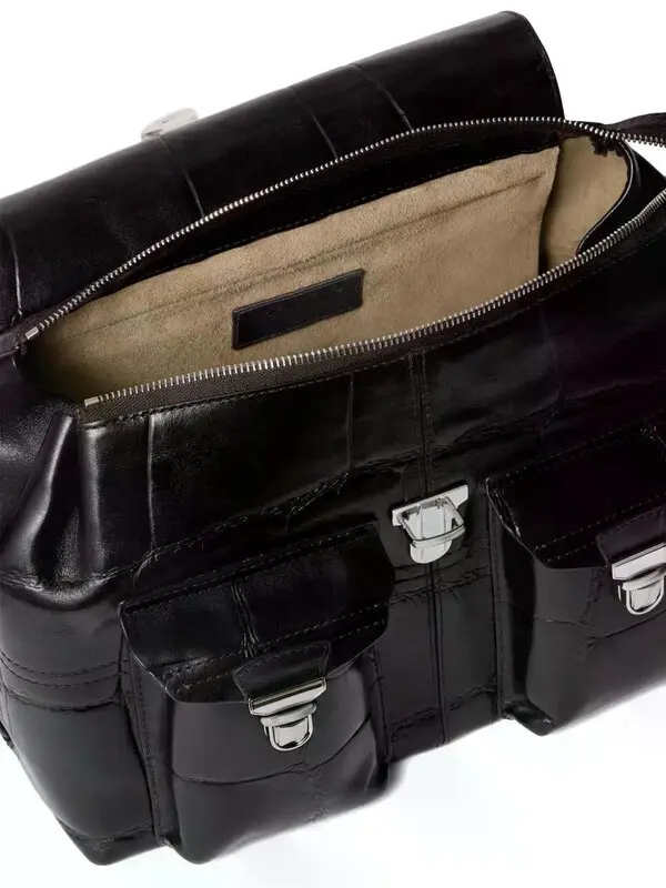 LEMAIRE Medium Croco-embossed Flap Messenger Bag