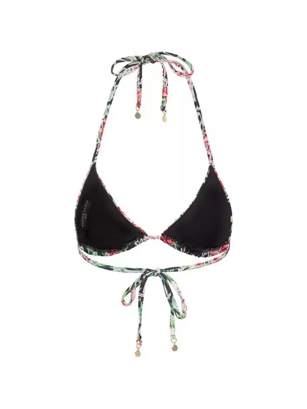 Philipp Plein Swimwear Top Triangle Bra Chain Flower