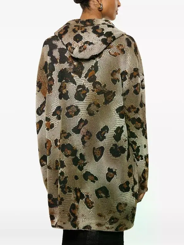 LANEUS Hooded Leopard-print Cardigan