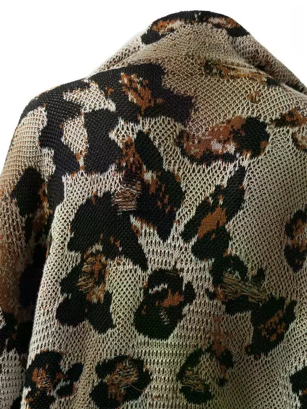 LANEUS Hooded Leopard-print Cardigan