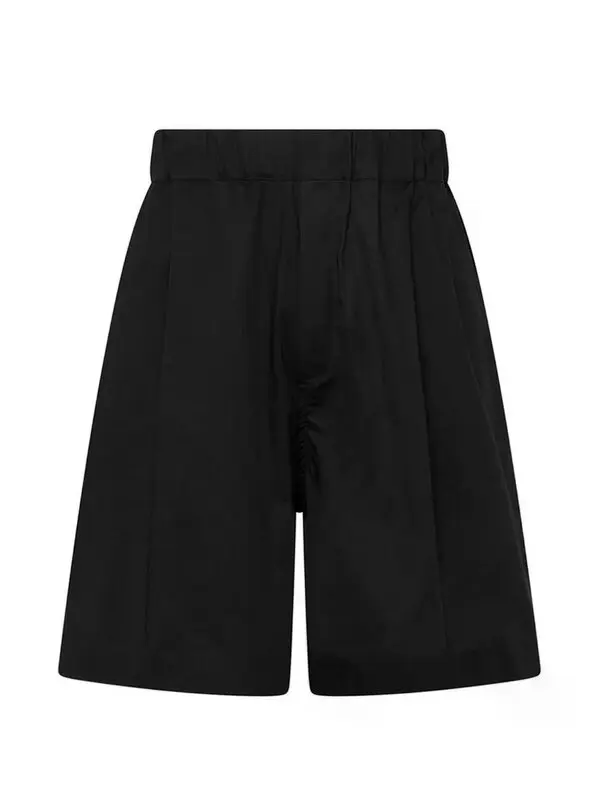 LANEUS Elasticated-waistband Patch-pocket Shorts - Black
