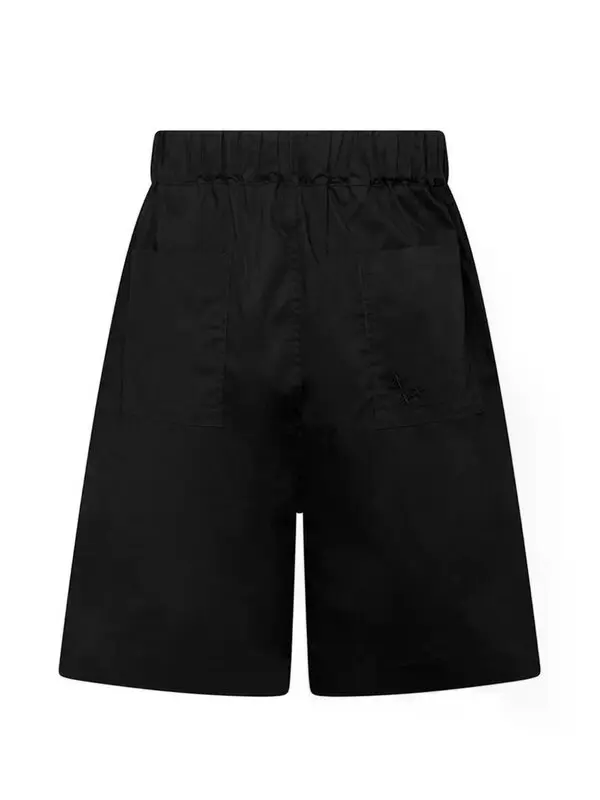 LANEUS Elasticated-waistband Patch-pocket Shorts - Black