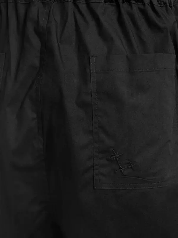 LANEUS Elasticated-waistband Patch-pocket Shorts - Black