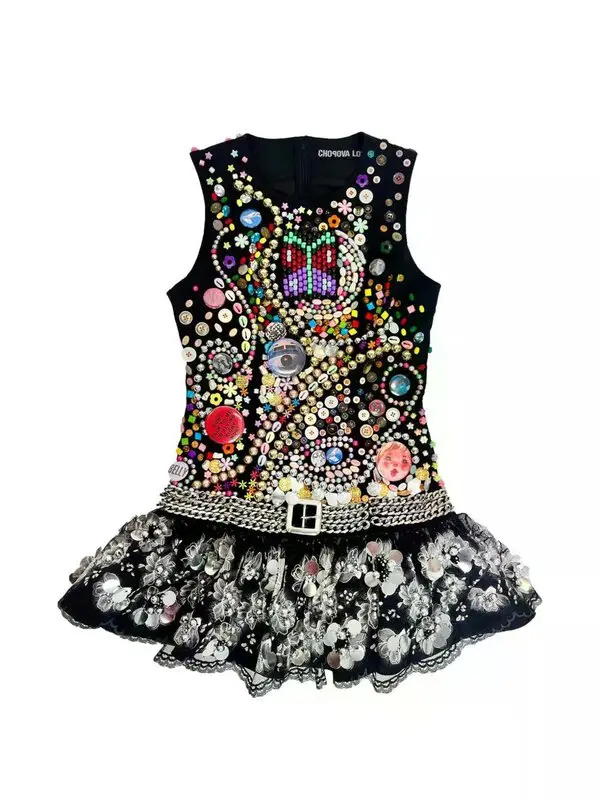 CHOPOVA LOWENA Skyhawk Embellished Dress - Black