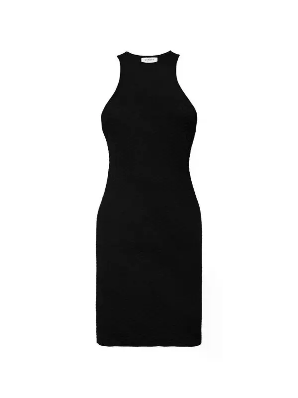 LANEUS Sleeveless Knitted Dress - Black