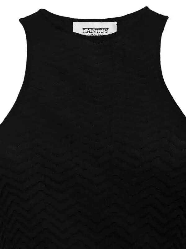 LANEUS Sleeveless Knitted Dress - Black