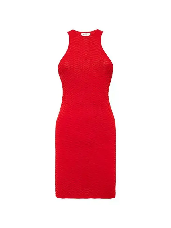 LANEUS Sleeveless Knitted Dress - Red