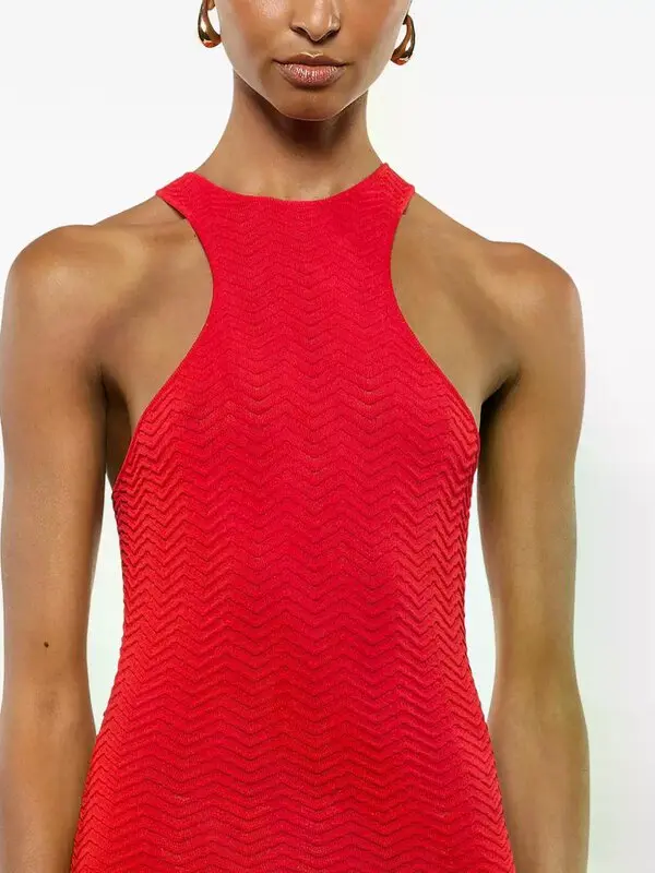 LANEUS Sleeveless Knitted Dress - Red