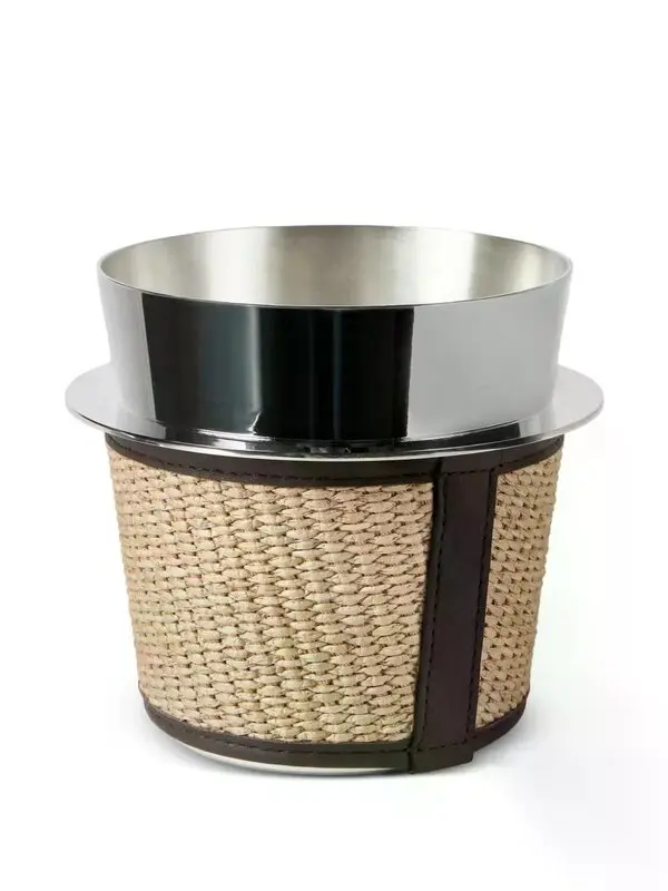 Brunello Cucinelli Silver-plated Steel And Raffia-effect Techno Cotton Ice Bucket