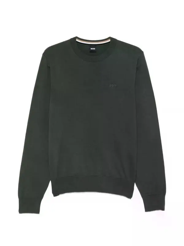 BOSS Knitted Sweater With Stripe Trim - Green