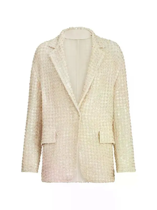Brunello Cucinelli Silk Net Embroidery Blazer - Neutrals