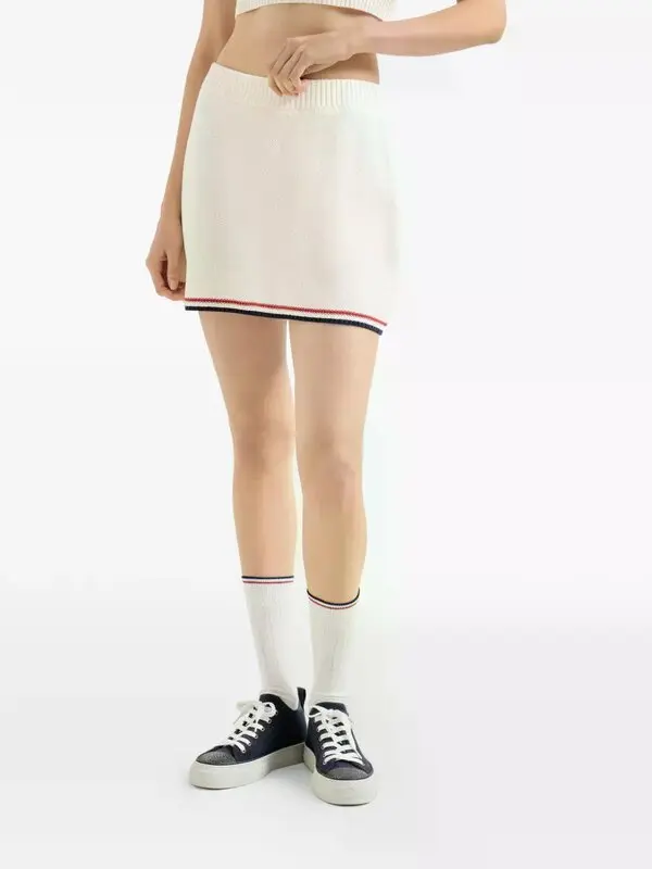Brunello Cucinelli Cotton Piqué-effect Knit Mini Skirt - White