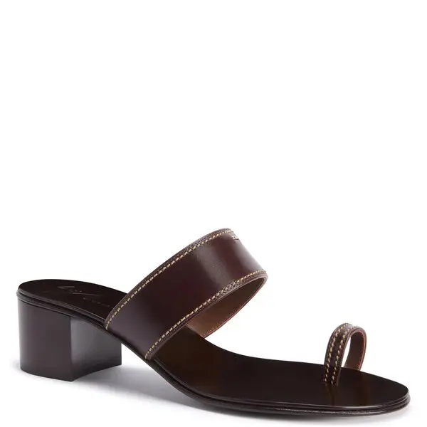 GIUSEPPE ZANOTTI Nitis 40 Leather Thong Sandals - Brown