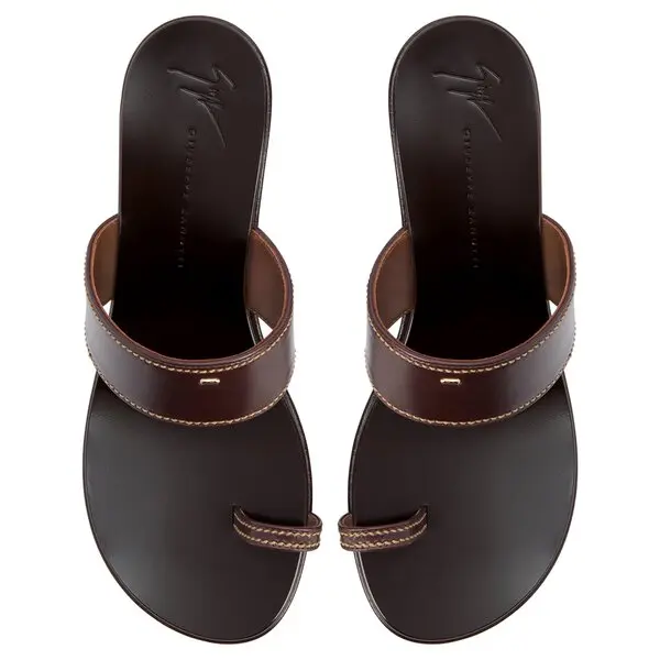 GIUSEPPE ZANOTTI Nitis 40 Leather Thong Sandals - Brown