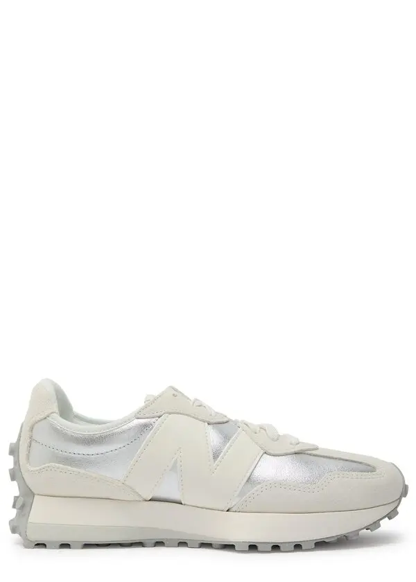 NEW BALANCE 327 Panelled Metallic Leather Sneakers