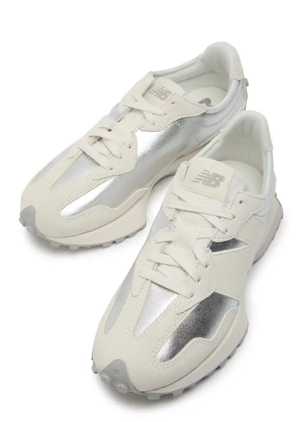 NEW BALANCE 327 Panelled Metallic Leather Sneakers