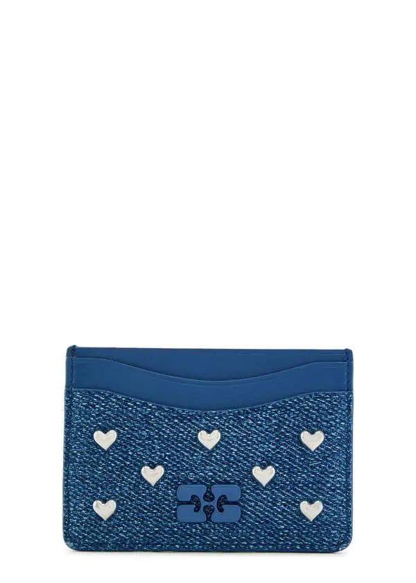 GANNI Embellished Leather And Card Holder - Denim
