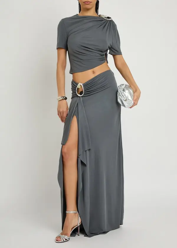 Christopher Esber Orica Cut-out Jersey Crop T-shirt