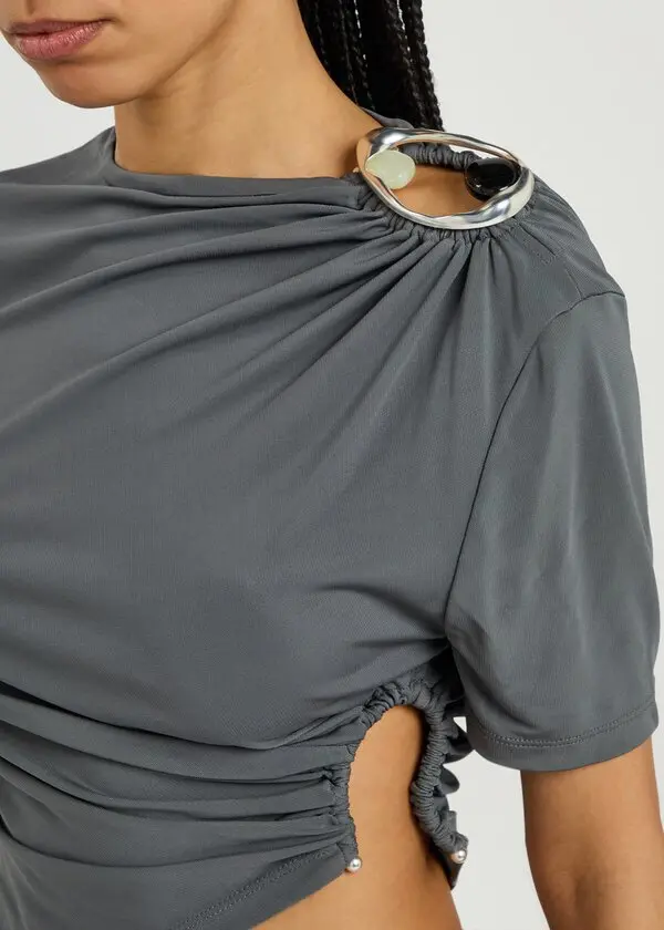 Christopher Esber Orica Cut-out Jersey Crop T-shirt