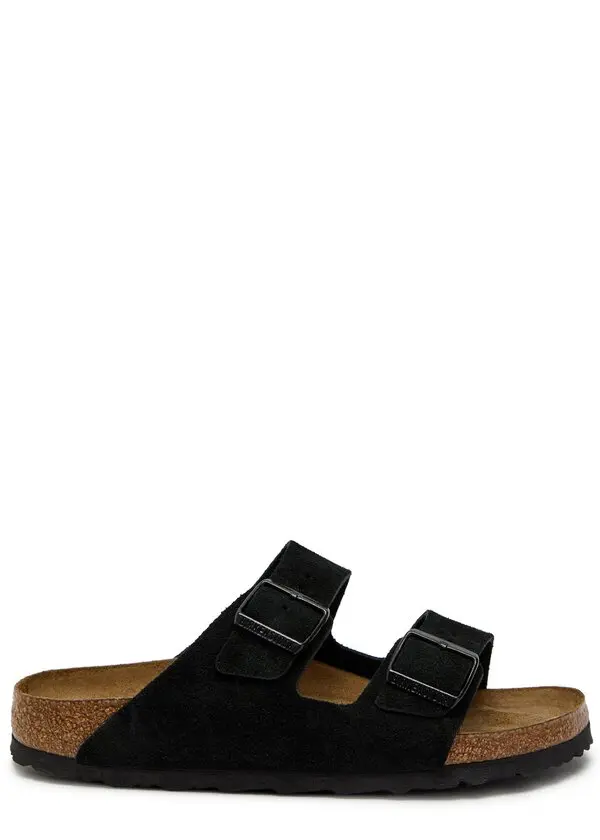 BIRKENSTOCK Arizona Suede Sliders - Black