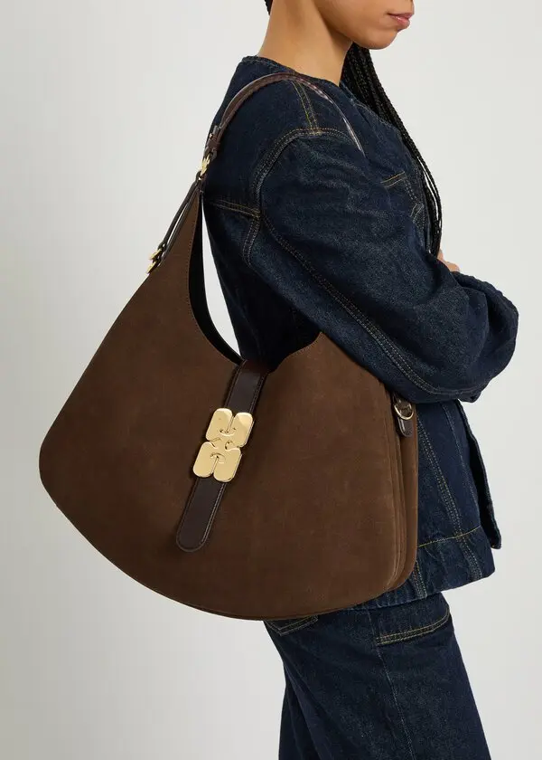 GANNI Large Suede Shoulder Bag