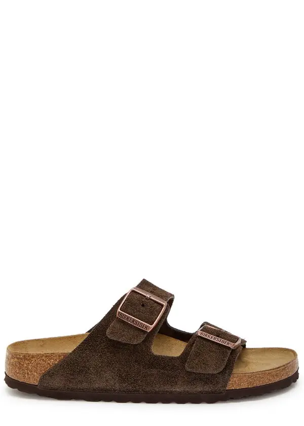 BIRKENSTOCK Arizona Suede Sliders - Brown