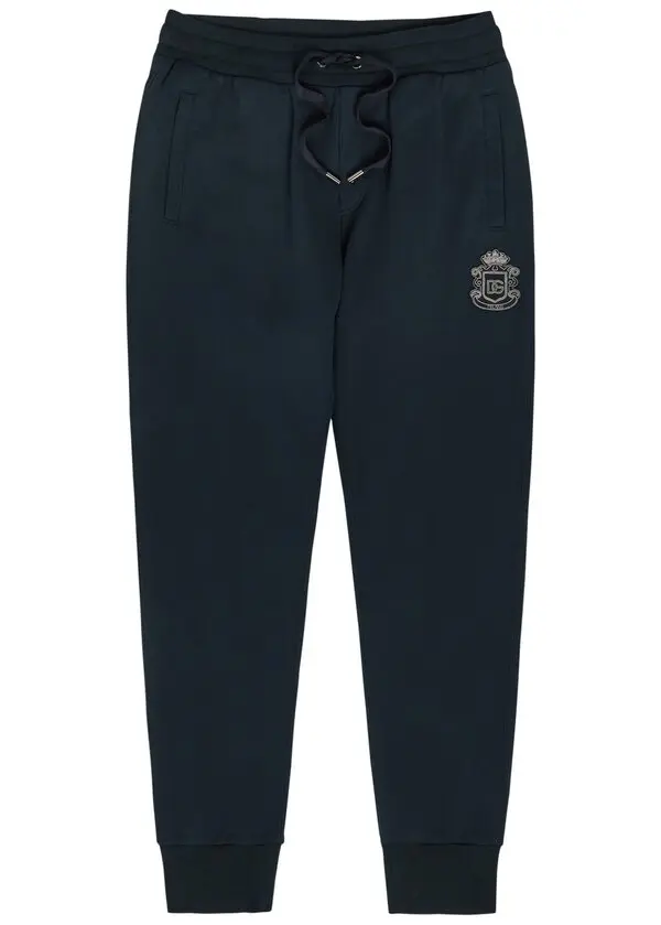 Dolce & Gabbana Logo-appliquéd Cotton Sweatpants - Navy