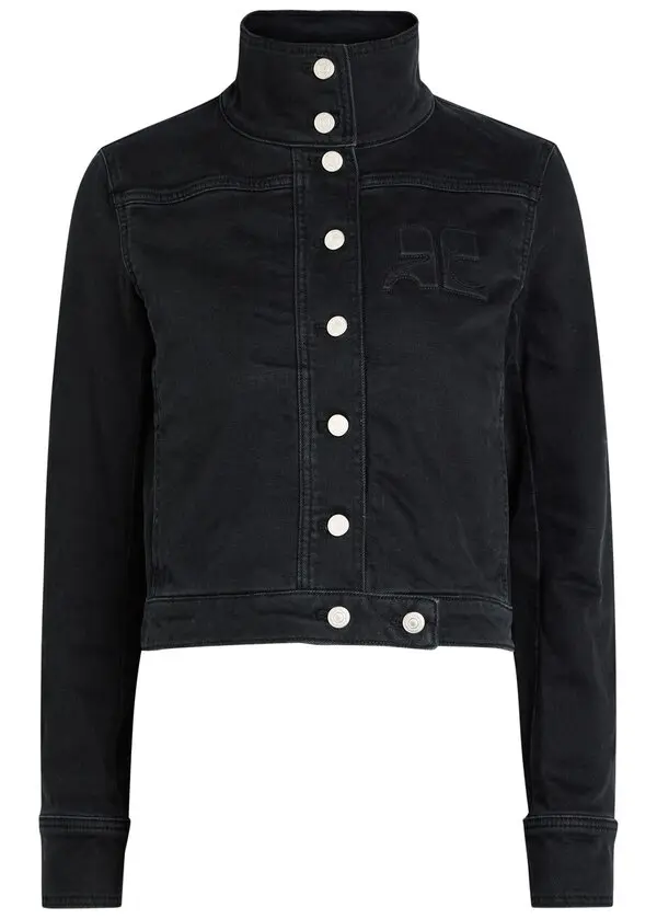 COURREGES Reedition Logo Stretch-denim Jacket - Black