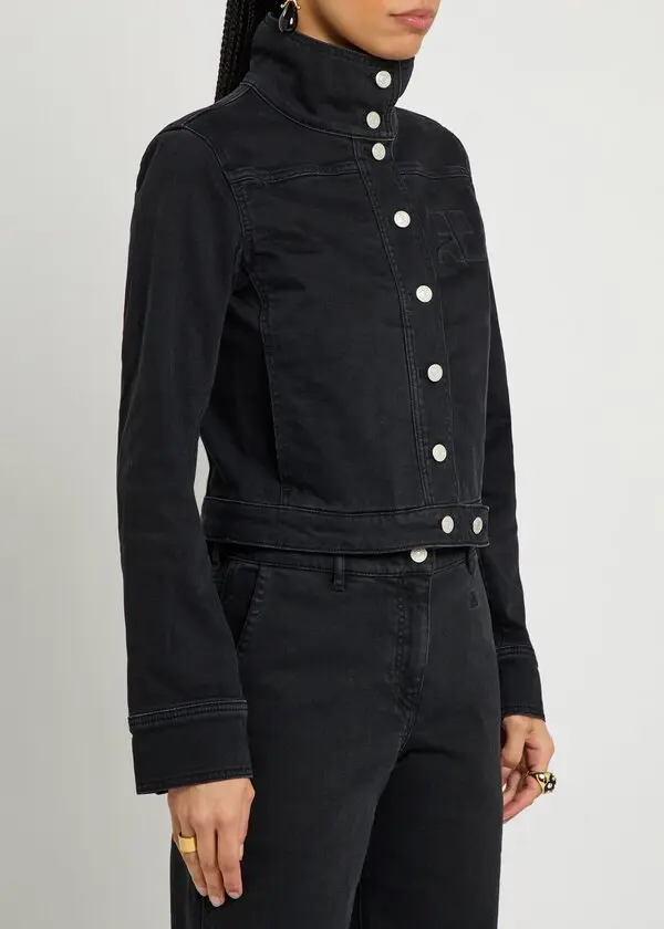 COURREGES Reedition Logo Stretch-denim Jacket - Black