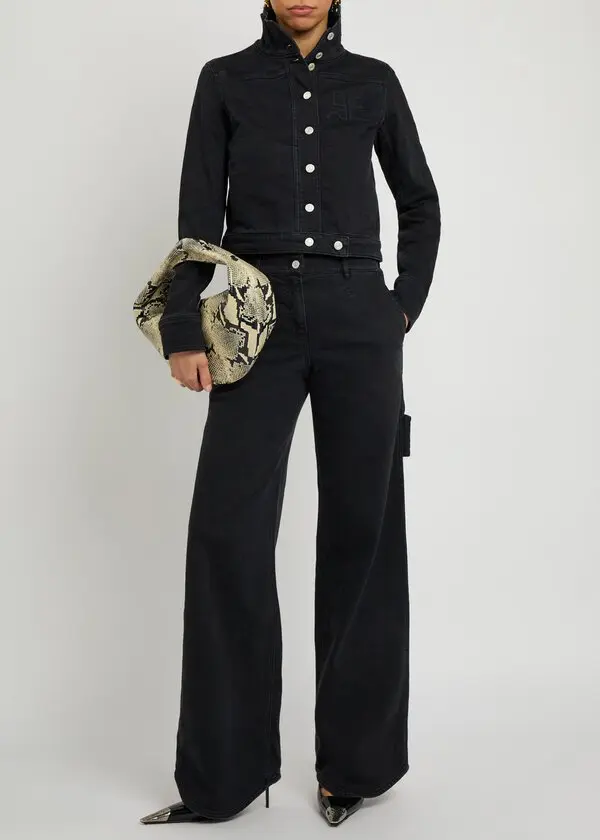 COURREGES Reedition Logo Stretch-denim Jacket - Black