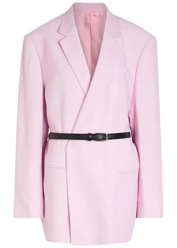 ARMARIUM Belted Slubbed Woven Blazer
