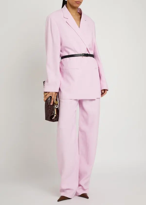 ARMARIUM Belted Slubbed Woven Blazer