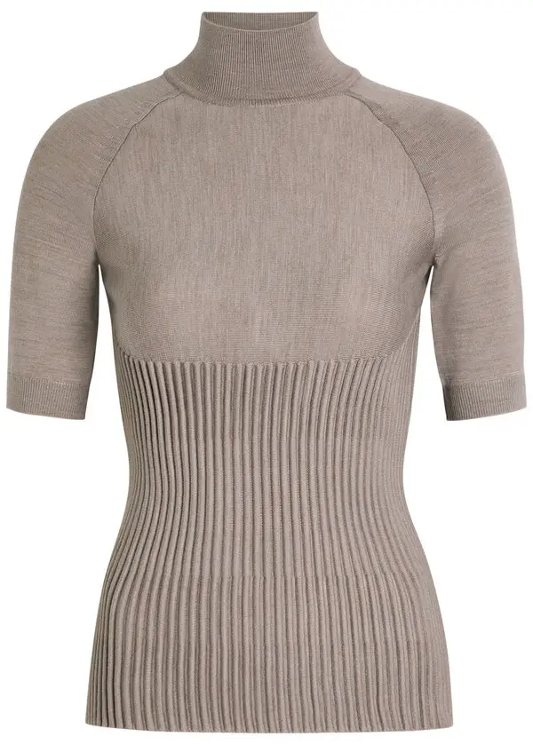 Alaïa Ribbed Wool-blend Top - Grey