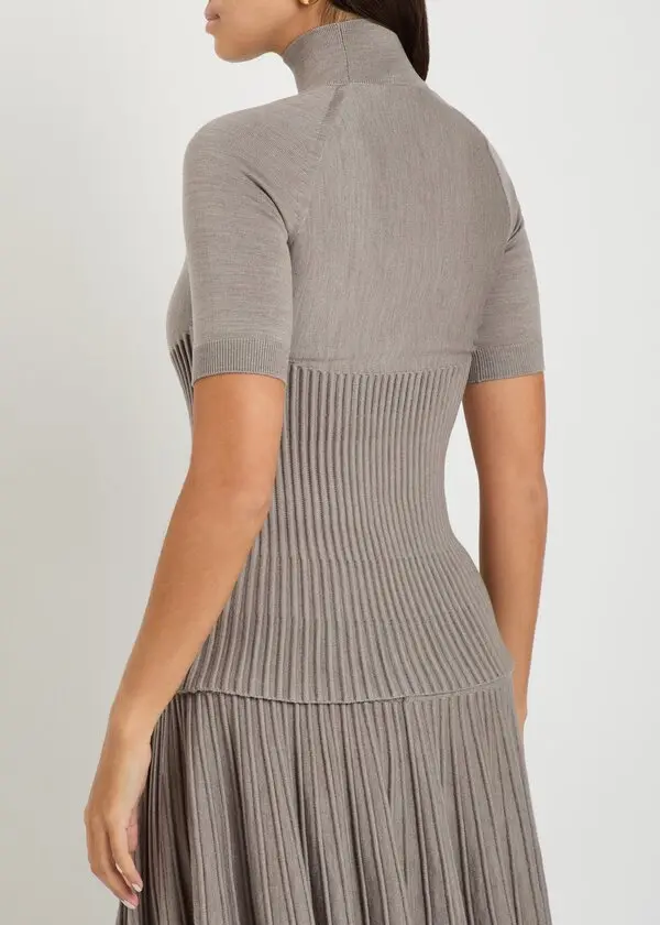 Alaïa Ribbed Wool-blend Top - Grey