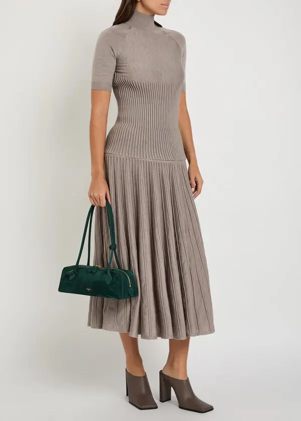Alaïa Ribbed Wool-blend Top - Grey