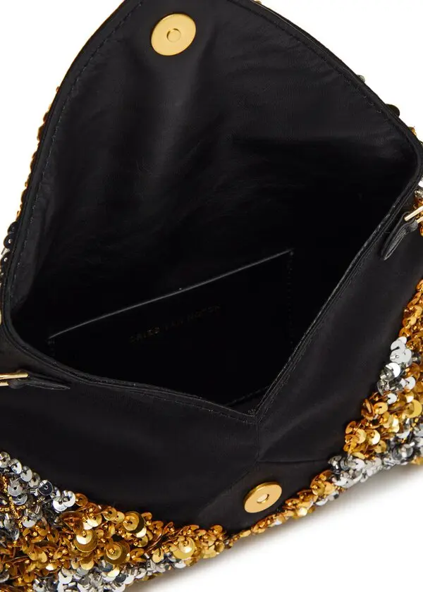 Dries Van Noten Embellished Satin Clutch - Silver