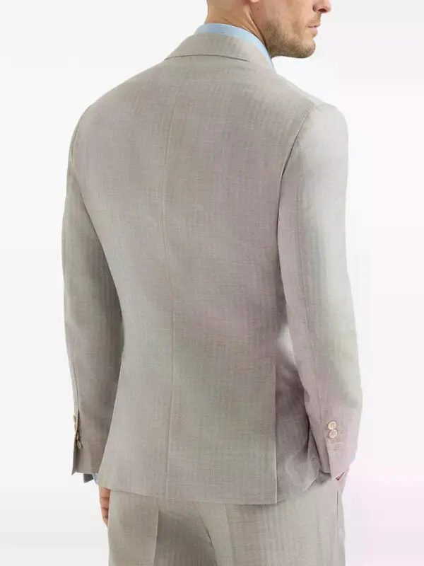 Brunello Cucinelli Cashmere And Silk Chevron Deconstructed Blazer With Peak Lapels