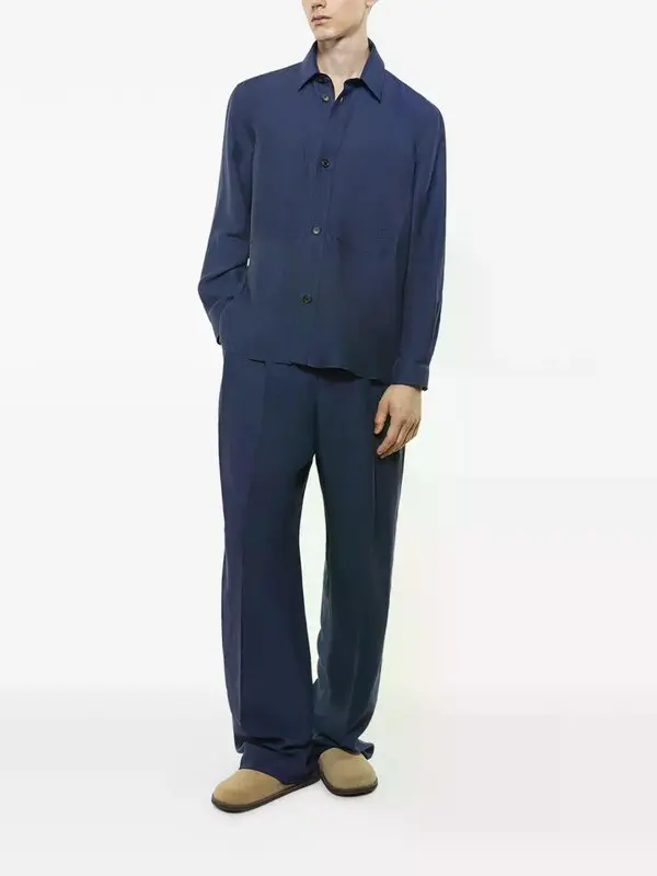 LANEUS Chest-pocket Overshirt - Blue