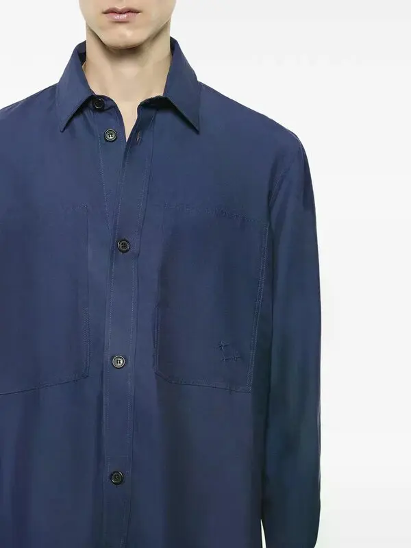 LANEUS Chest-pocket Overshirt - Blue