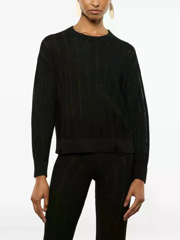 LANEUS Distressed Crew-neck Sweater