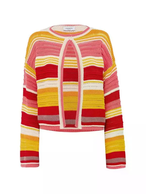 LANEUS Striped Knit Cardigan